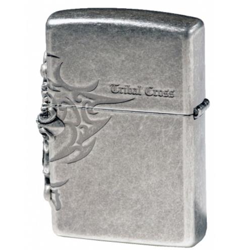 Zippo Side Tribal Cross Emb Silver | Rabbit Habit